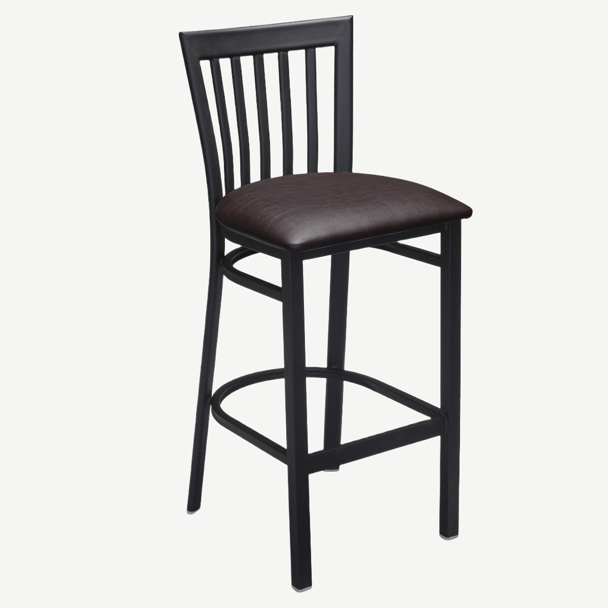 Elongated Vertical Back Metal Bar Stool